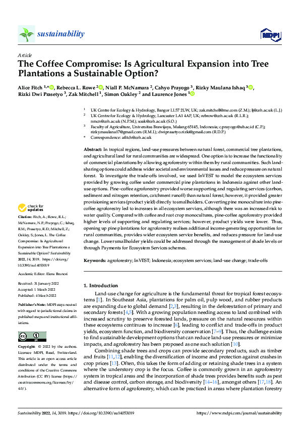 (PDF) The Coffee Compromise: Is Agricultural Expansion into Tree ...
