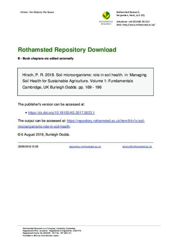 (PDF) Soil microorganisms: role in soil health