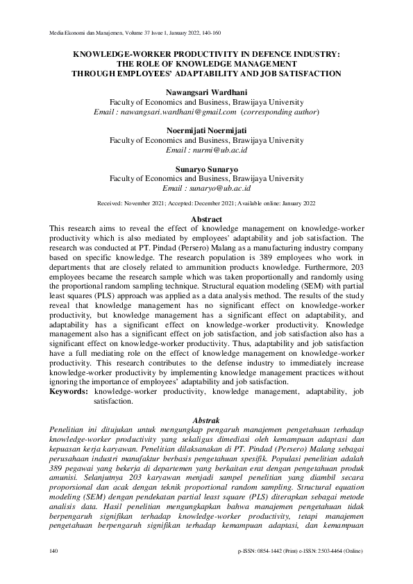 (PDF) Knowledge-Worker Productivity in Defense Industry: The Role of Knowledge Management ...