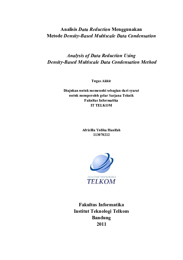 (PDF) Analisis Data Reduction Menggunakan Metode Density-Based Multiscale Data Condensation ...