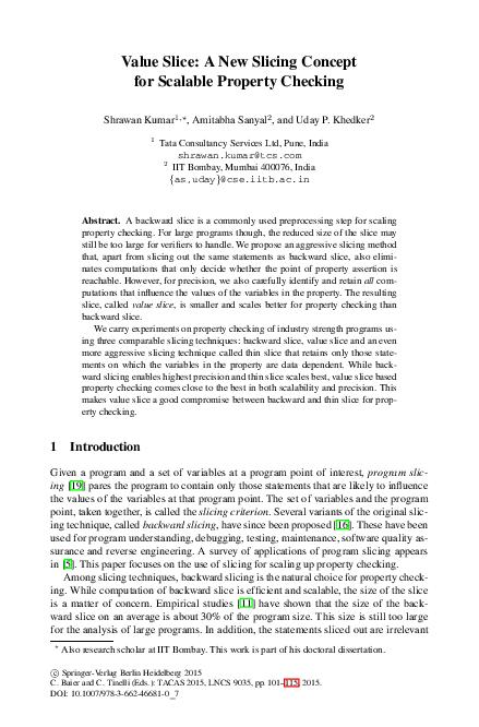 (PDF) Value Slice: A New Slicing Concept for Scalable Property Checking ...