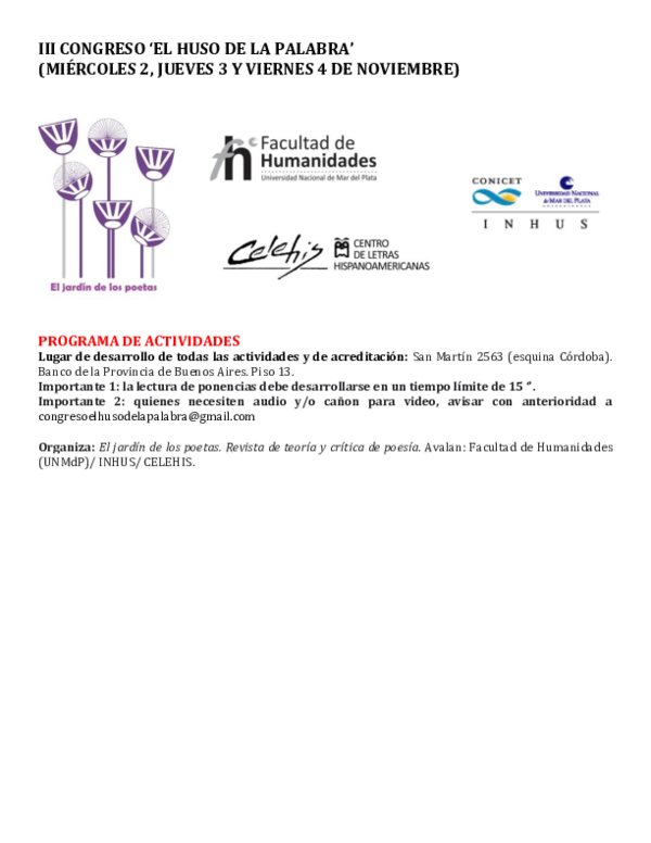 (PDF) Programa definitivo Congreso El huso de la palabra