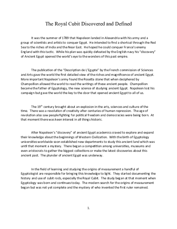 (DOC) The Royal Cubit Discovered and Defined