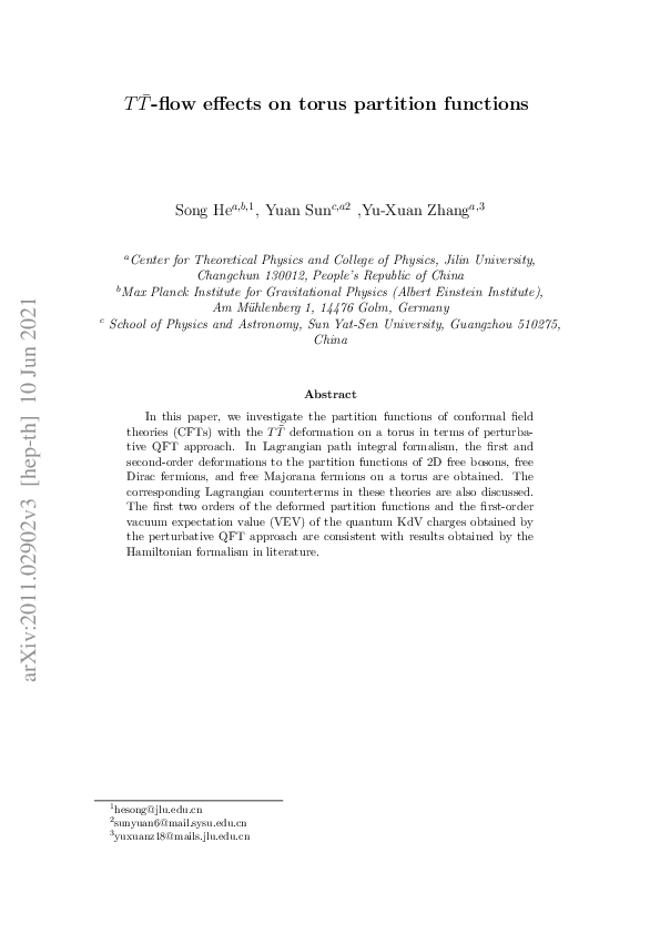 (PDF) TT̅-flow effects on torus partition functions