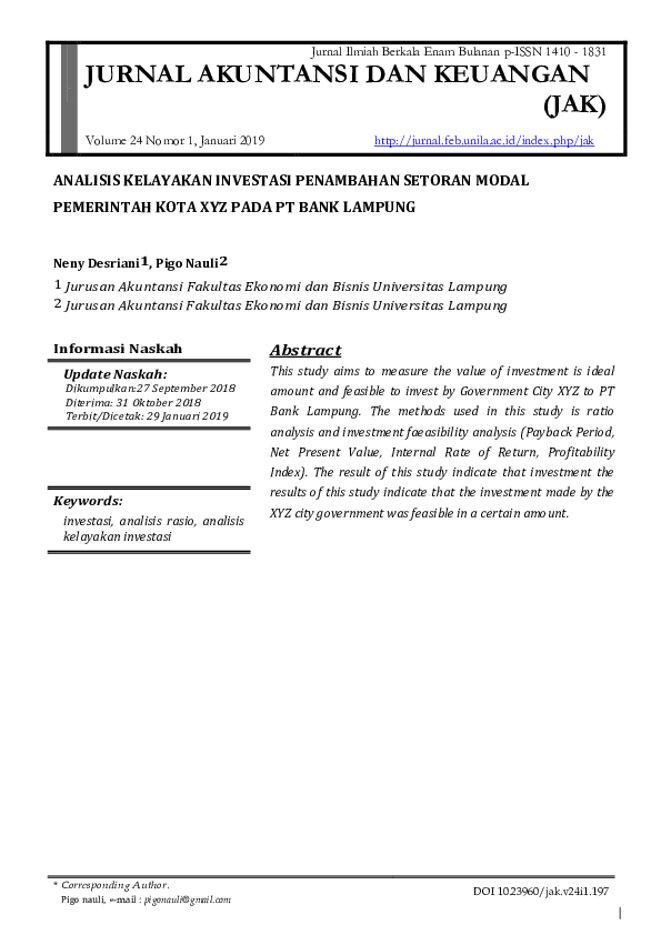 (PDF) Analisis Kelayakan Investasi Penambahan Setoran Modal Pemerintah ...