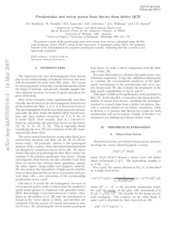Pdf Pseudoscalar And Vector Meson Form Factors From Lattice Qcd