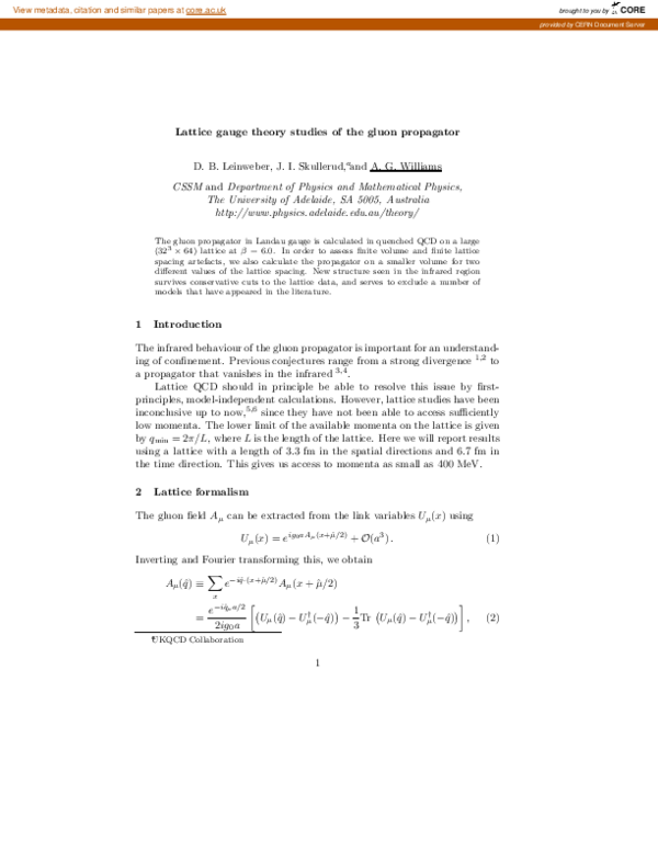 (PDF) Lattice gauge theory studies of the gluon propagator