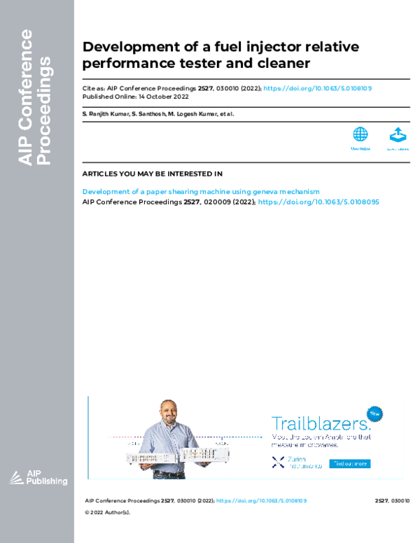 (PDF) Development of a fuel injector relative performance tester and ...