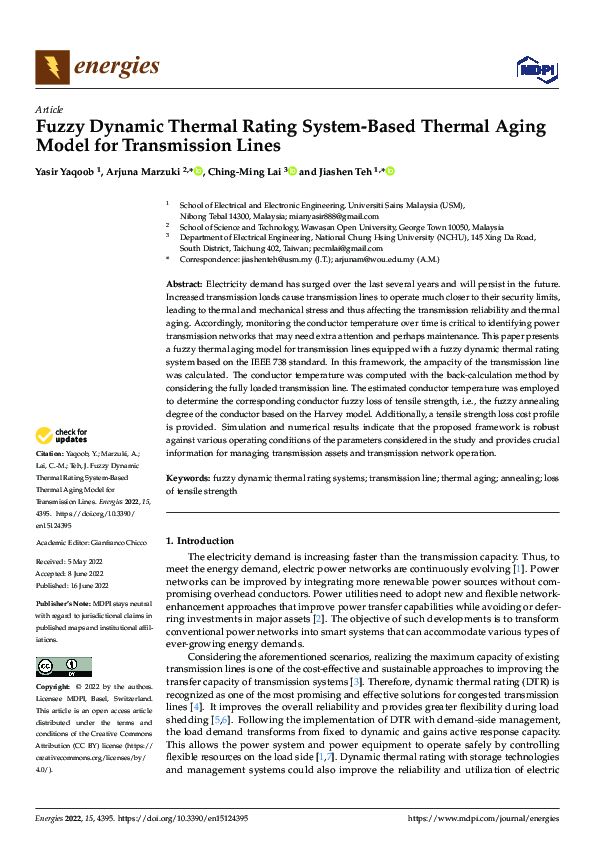 (PDF) Fuzzy Dynamic Thermal Rating System-Based Thermal Aging Model for ...