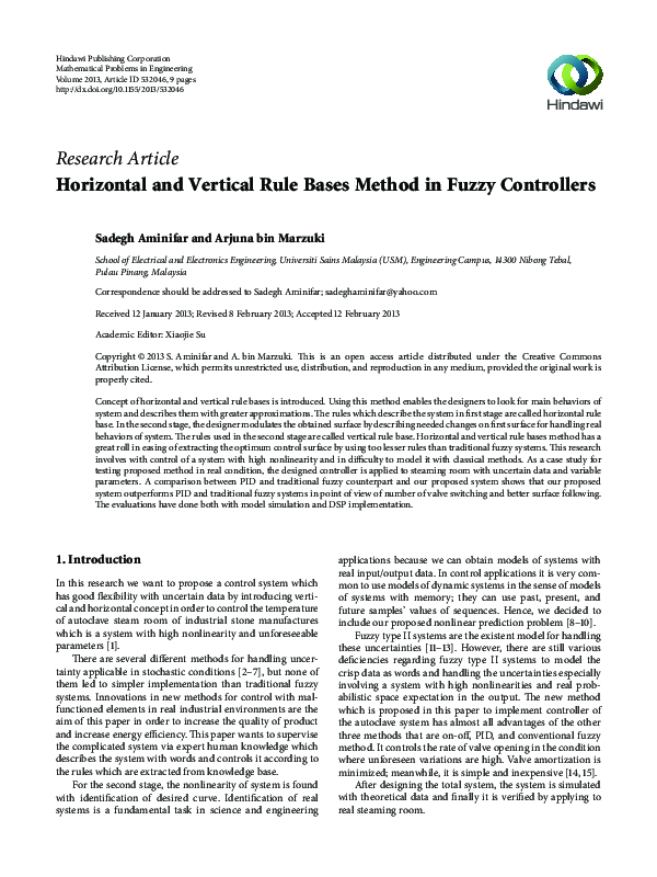 (PDF) Horizontal and Vertical Rule Bases Method in Fuzzy Controllers | Arjuna Marzuki - Academia.edu