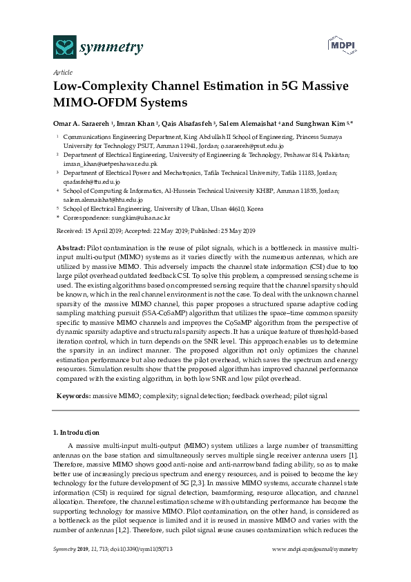 (PDF) Low-Complexity Channel Estimation in 5G Massive MIMO-OFDM Systems