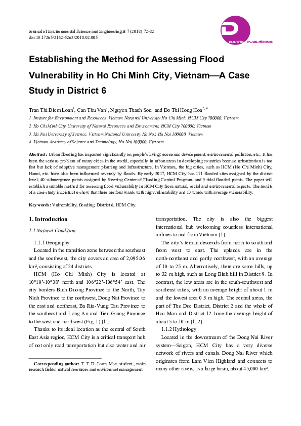 (PDF) Establishing the Method for Assessing Flood Vulnerability in Ho ...