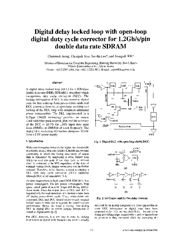 Pdf Digital Delay Locked Loop With Open Loop Digital Duty Cycle Corrector For 12gbspin