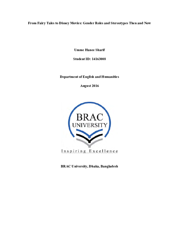 (PDF) From fairy tales to disney movies: gender roles and stereotypes ...