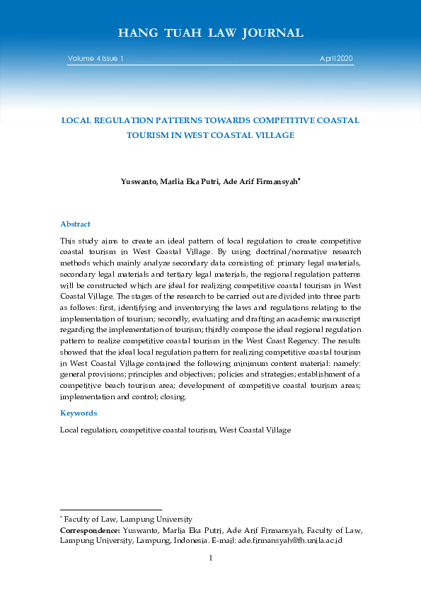 (PDF) Local Regulation Patterns Towards Competitive Coastal Tourism in ...