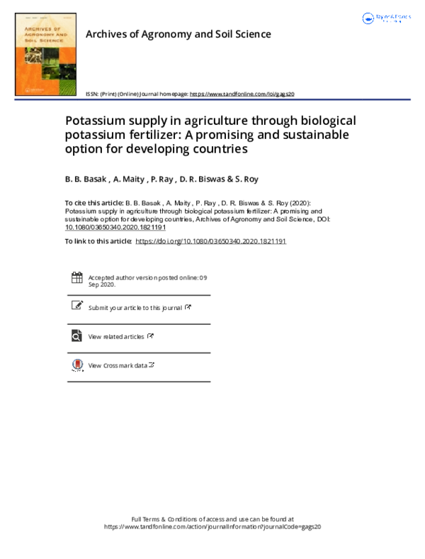 (PDF) Potassium supply in agriculture through biological potassium fertilizer: a promising and ...