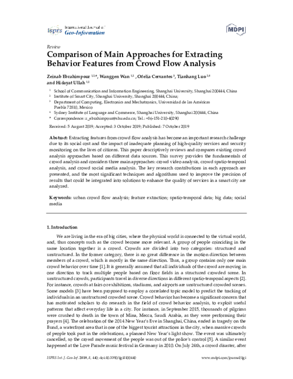 Pdf Comparison Of Main Approaches For Extracting Behavior Features