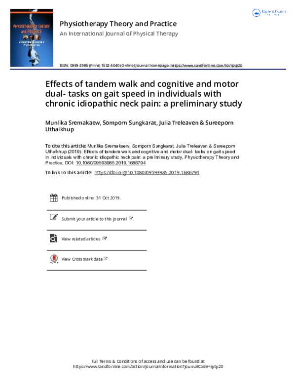 (PDF) Effects of tandem walk and cognitive and motor dual- tasks on ...