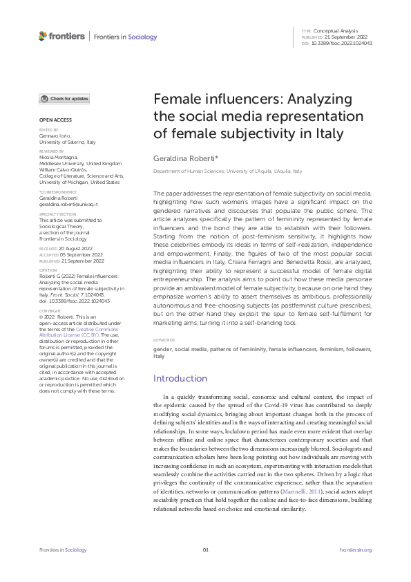 (PDF) Female influencers: Analyzing the social media representation of ...