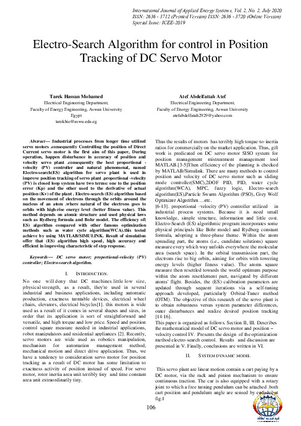 (PDF) Electro-Search Algorithm for control in Position Tracking of DC ...