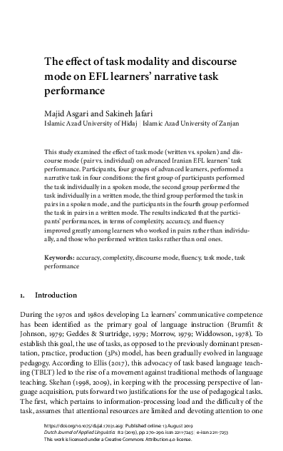 (PDF) The effect of task modality and discourse mode on EFL learners ...