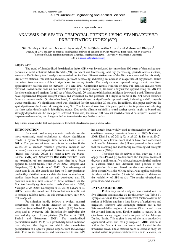 (PDF) Analysis of Spatio-Temporal Trends Using Standardised ...