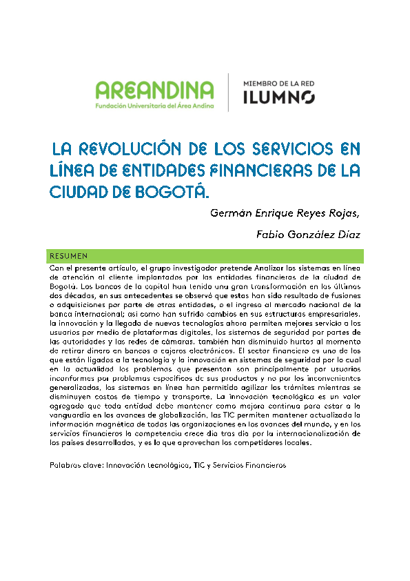 (PDF) La revolución de los servicios en línea de entidades financieras de la ciudad de Bogotá