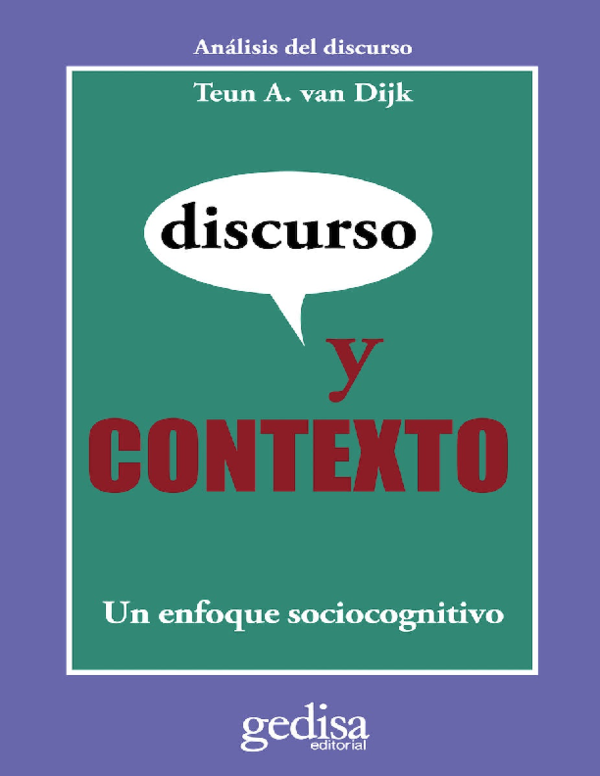 (PDF) Discurso y contexto teun van dijk