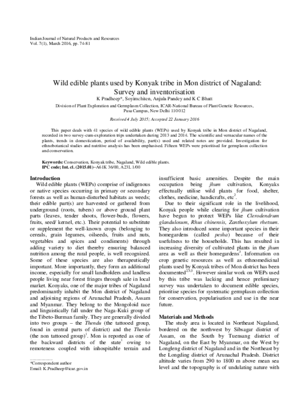 (PDF) Wild edible plants used by Konyak tribe in Mon district of ...