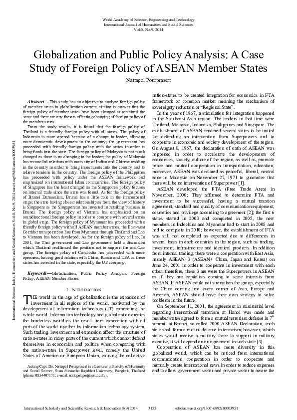(PDF) Globalization And Public Policy Analysis: A Case Study Of Foreign ...