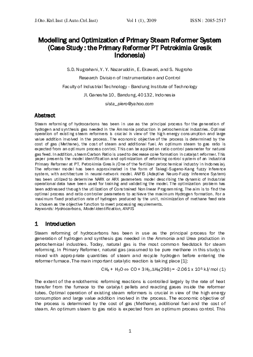 (PDF) Modelling and Optimization of Primary Steam Reformer System Case Study: the Primary ...