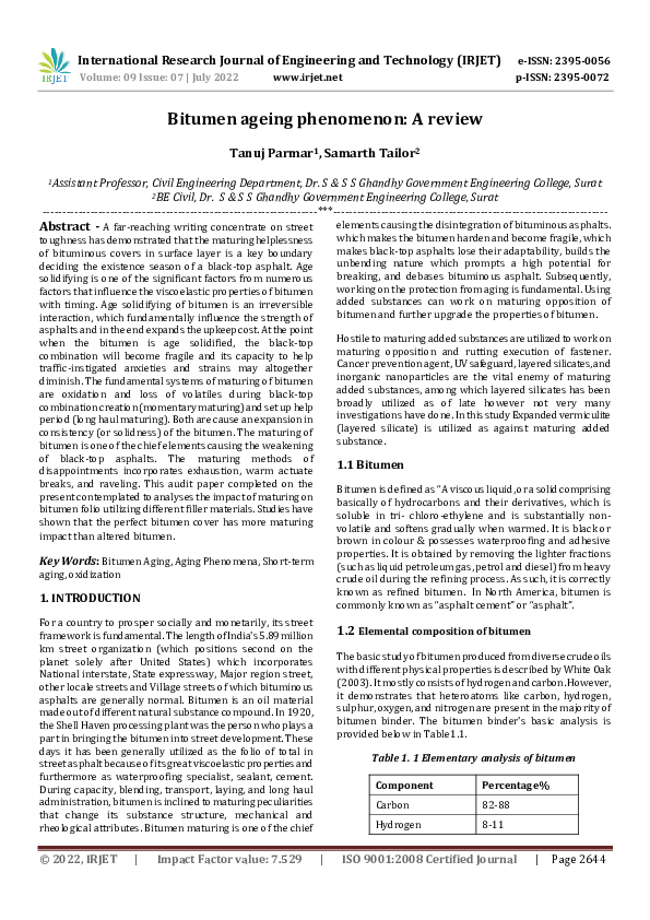 (PDF) Bitumen ageing phenomenon: A review