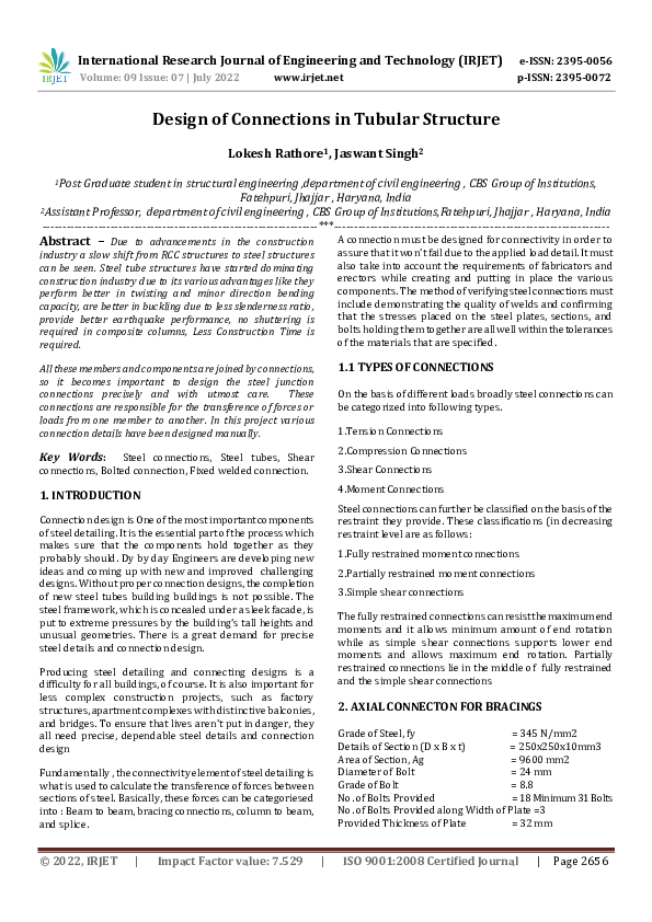 (PDF) Design of Connections in Tubular Structure