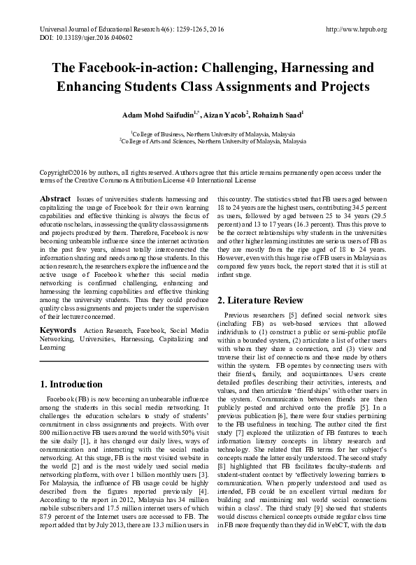 (PDF) The Facebook-in-action: Challenging, Harnessing and Enhancing ...
