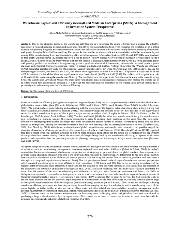 (PDF) Warehouse layout and efficiency in small and medium enterprises (SMES): A management ...