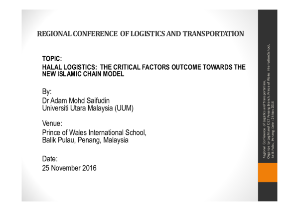 (PDF) Halal logistics: The critical factors outcome towards the new ...