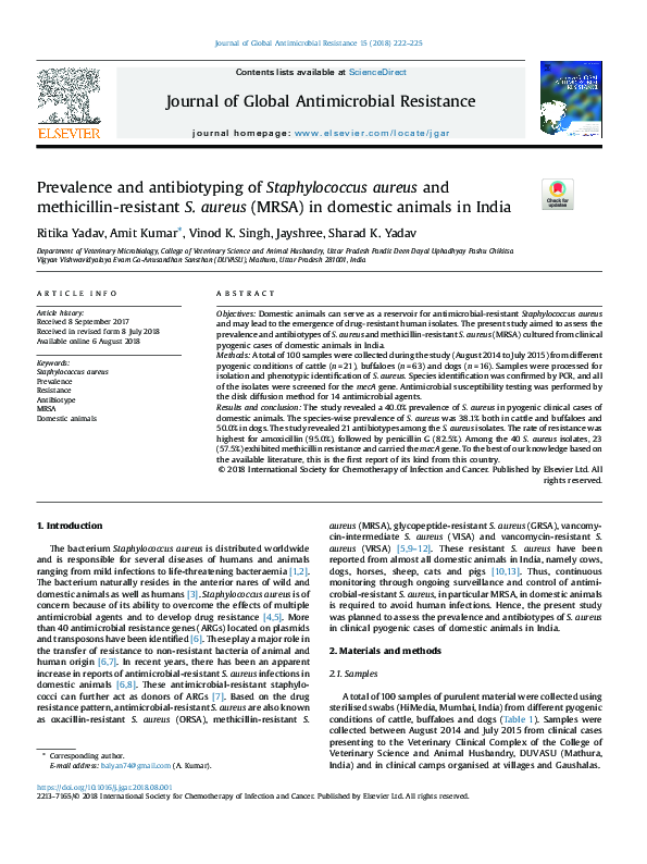 (PDF) Prevalence and antibiotyping of Staphylococcus aureus and methicillin resistant ...
