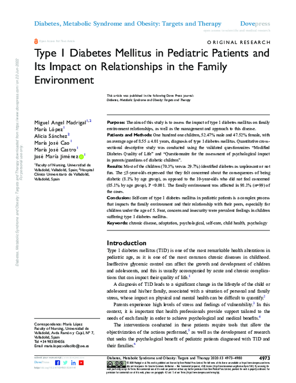 (PDF) Type 1 Diabetes Mellitus in Pediatric Patients and Its Impact on ...