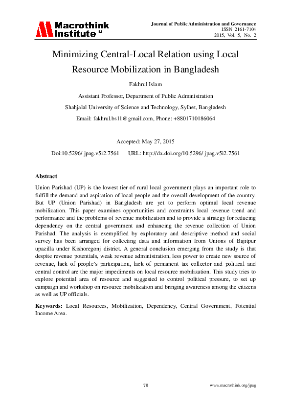 (PDF) Minimizing Central-Local Relation using Local Resource ...