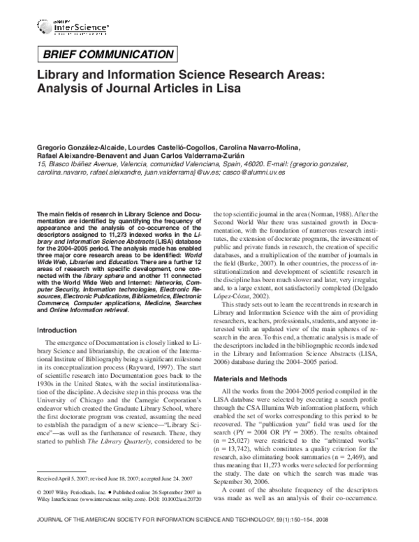 (PDF) Library and Information Science research areas: A content ...
