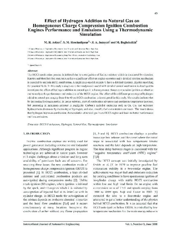 (PDF) Effect of Hydrogen Addition to Natural Gas on Homogeneous Charge ...