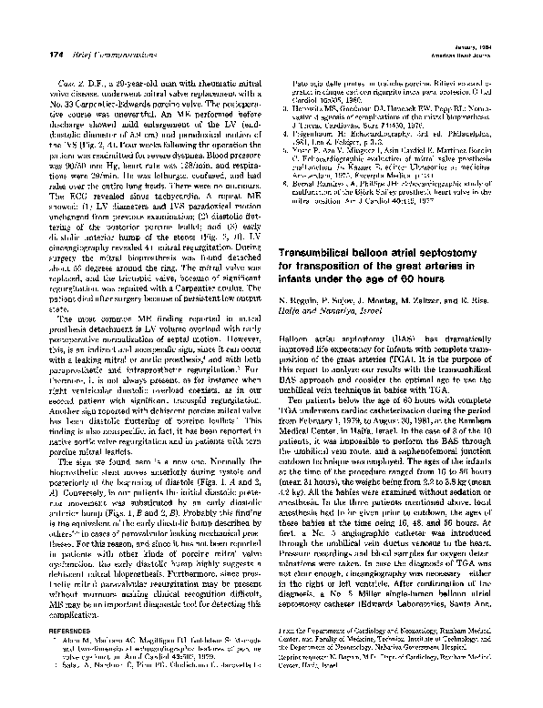 (PDF) Transumbilical balloon atrial septostomy for transposition of the ...