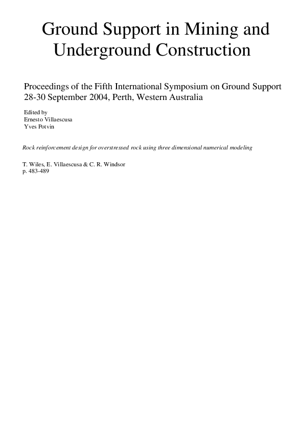(PDF) Ground Support in Mining and Underground Construction