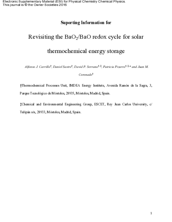 (PDF) Revisiting the BaO2/BaO redox cycle for solar thermochemical ...