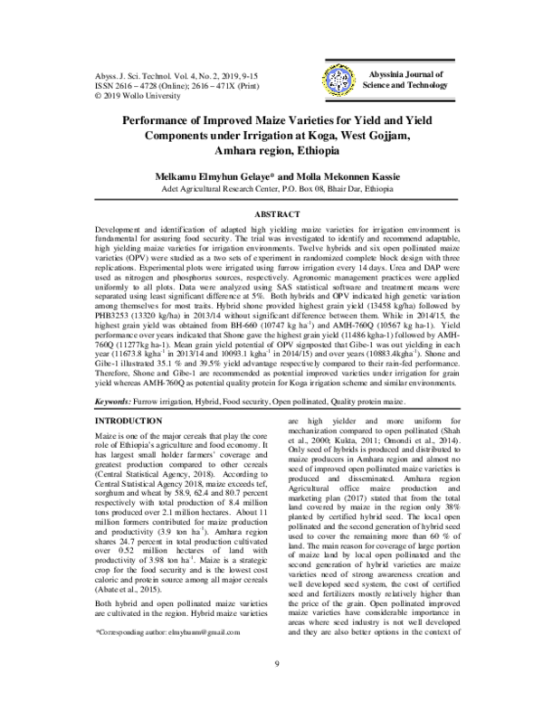 (PDF) Performance of Improved Maize Varieties for Yield and Yield ...