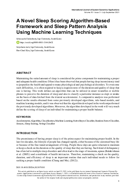 (PDF) A Novel Sleep Scoring Algorithm-Based Framework and Sleep Pattern ...