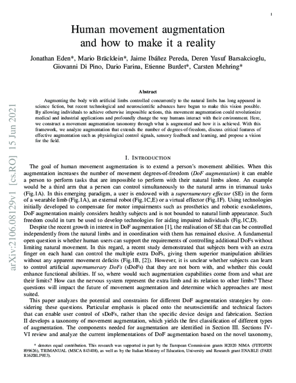 (PDF) Human movement augmentation and how to make it a reality