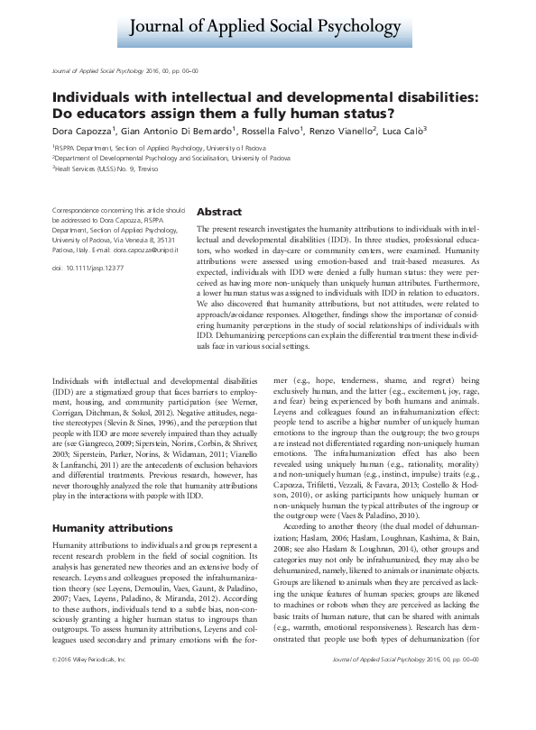 (PDF) Individuals with intellectual and developmental disabilities: Do educators assign them a ...
