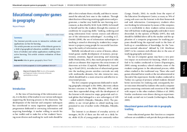 (PDF) Educational computer games in geography