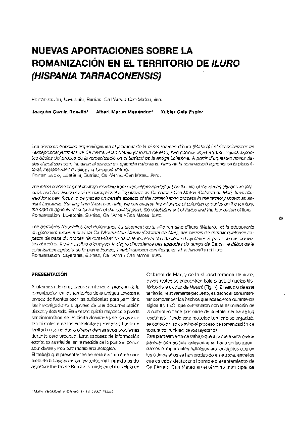 (PDF) Nuevas aportaciones sobre la romanización en el territorio de ...